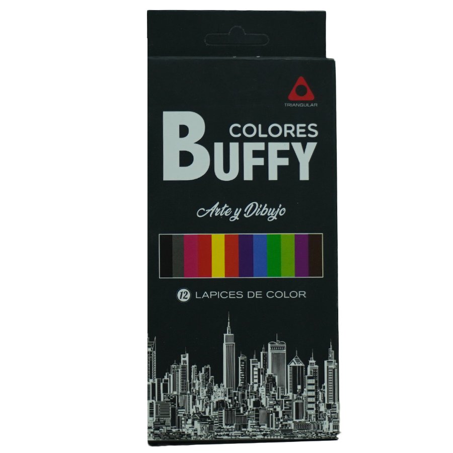 COLOR LARGO BUFFY C/12 CAJA NEGRA TRIANG – Papeleriastar