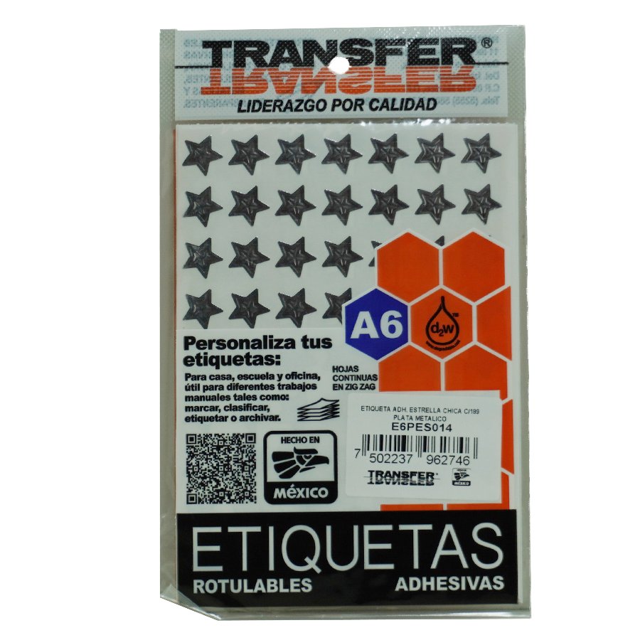 ESTRELLA ADHESIVA TRANSFER CHICA C/189 PLATA E6PES014 – Papeleriastar