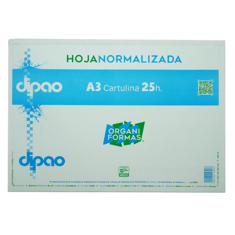 BLOCK HOJA NORMALIZADA A-3 CARTULINA C/25H DIPAO ORGANIFORMAS ...