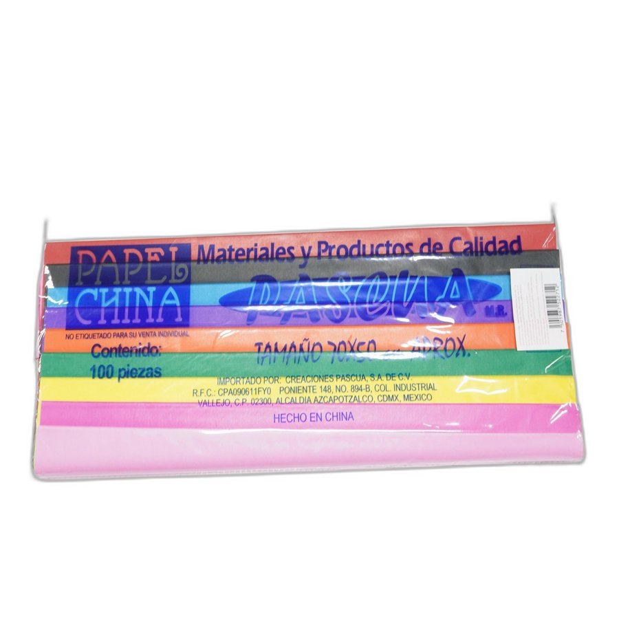 PAPEL CHINA C/100 SURT. PASCUA – Papeleriastar